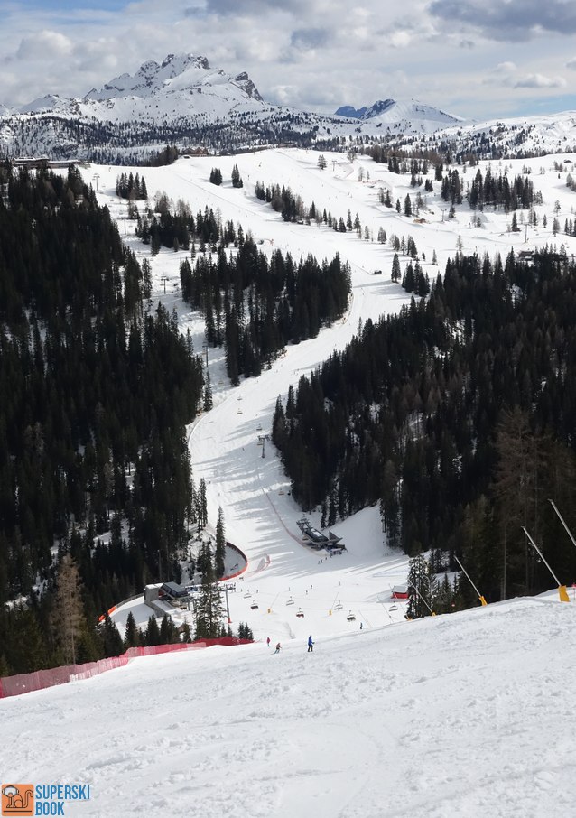 Pista La Fraina: panoramica pista rossa del Piz Sorega di San Cassiano ...
