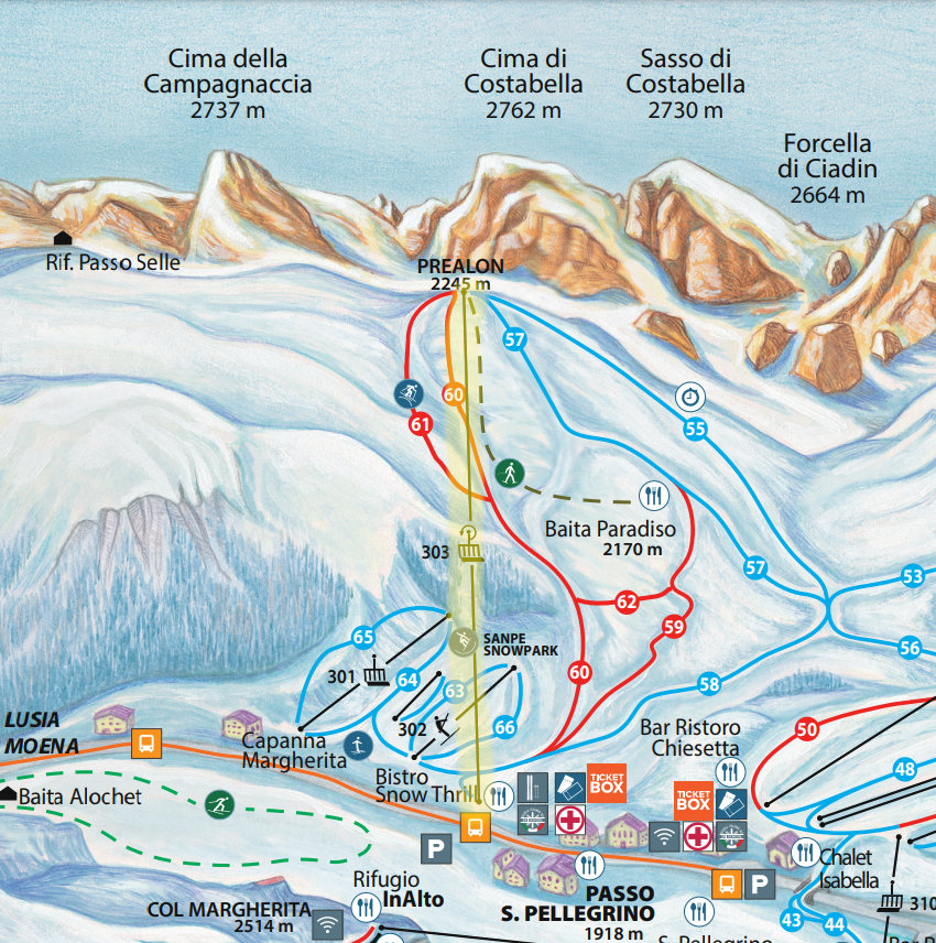 Seggiovia Costabella: quadriposto veloce di Passo San Pellegrino